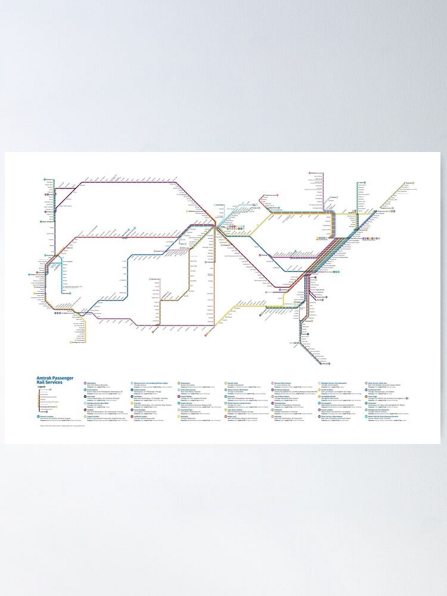 U.S. Rail Network as a Subway Map Poster - Walmart.com