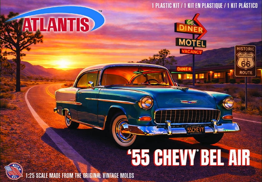 U.S. Route 66 - 1955 Chevrolet Bel Air Hardtop 1/25 Scale Model Kit ...