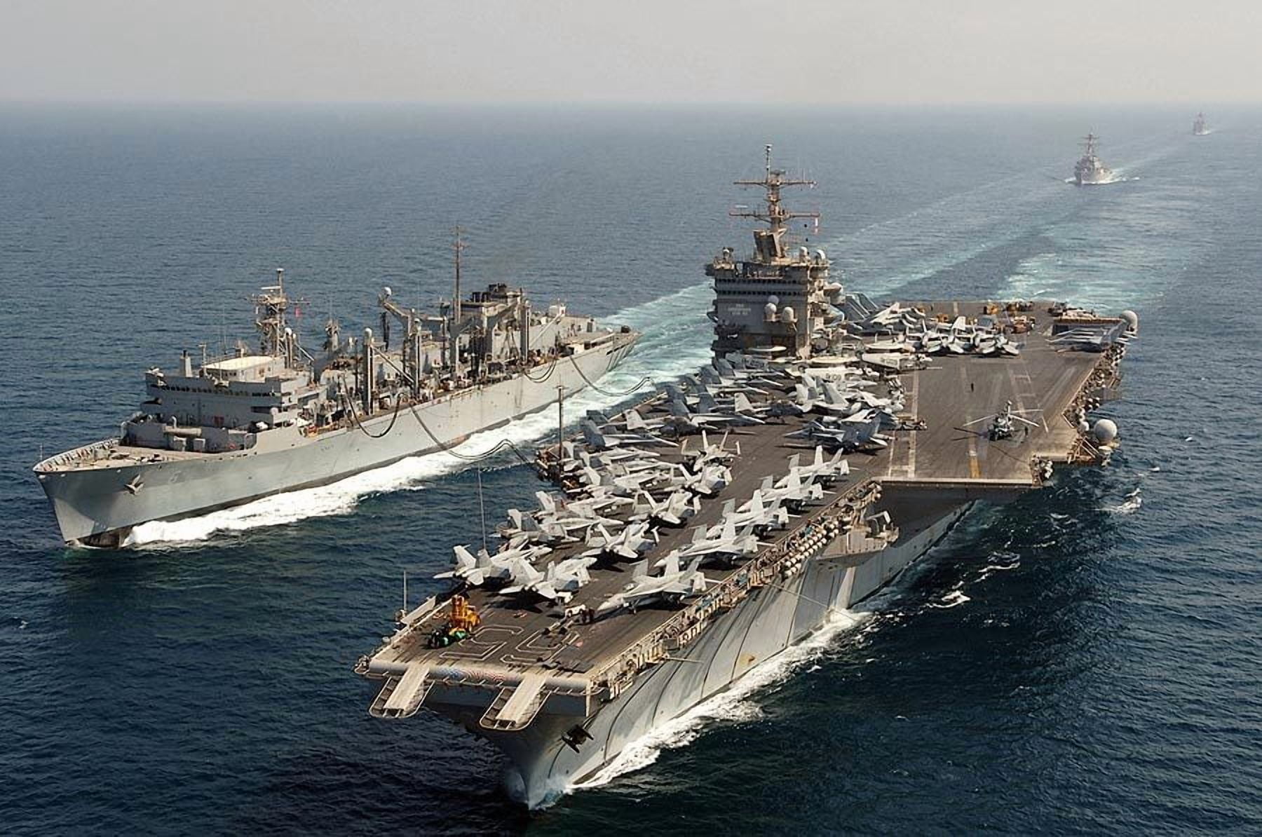 U.S.S. Enterprise (CVN 65) with USNS Supply - 20x30 Inch Laminated ...