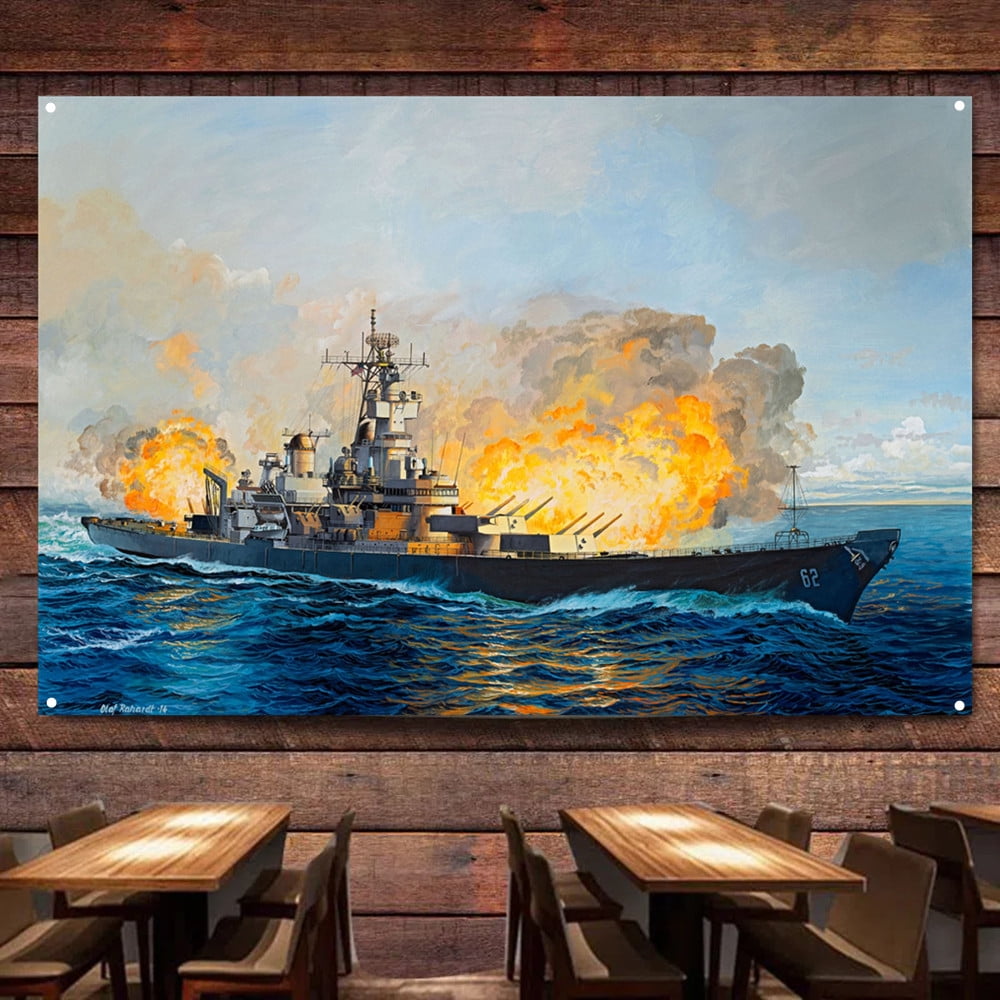 U.S.S. New Jersey Battleship Wall Art Banners Hanging Flags Wall Chart ...