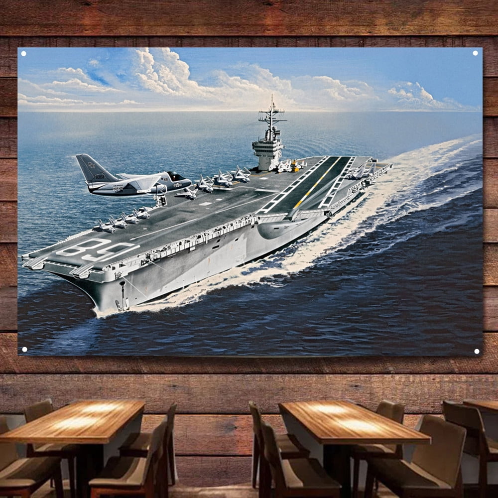 U.S.S. Nimitz CVN-68 Aircraft Carrier Battleship Wall Art Banners Flags ...
