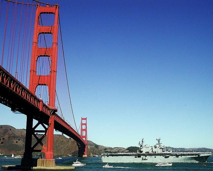 U.S.S. Tarawa LHA 1 & Golden Gate Bridge CA - 20x30 Inch Laminated ...
