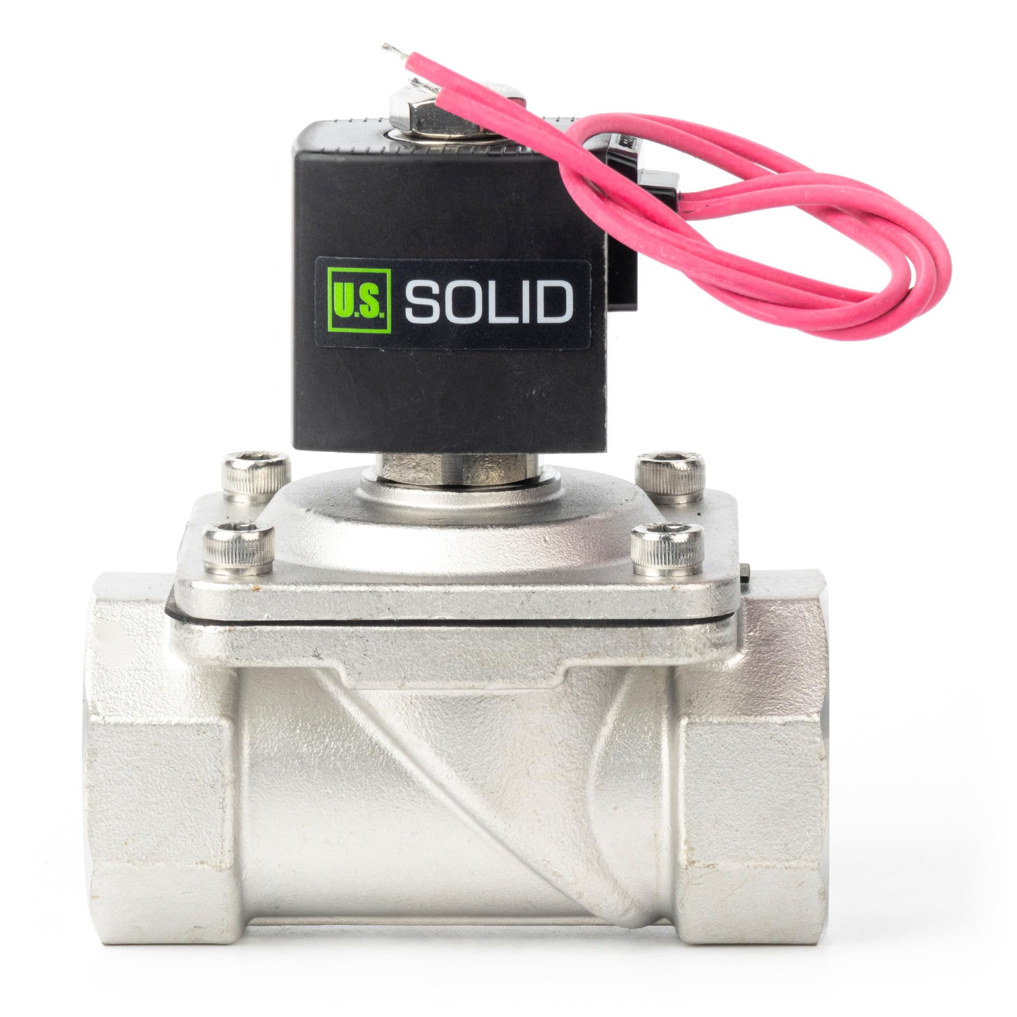 U.S. Solid 1-1/4" Stainless Steel Solenoid Valve - 12V DC Normally Closed Electric Solenoid ...