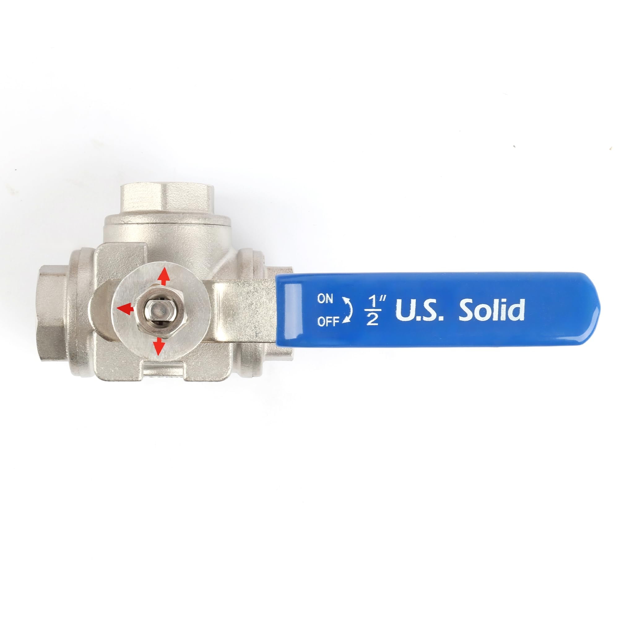 U.S. Solid 3-Way Manual Ball Valve 304 Stainless Steel 1/2 in Female ...