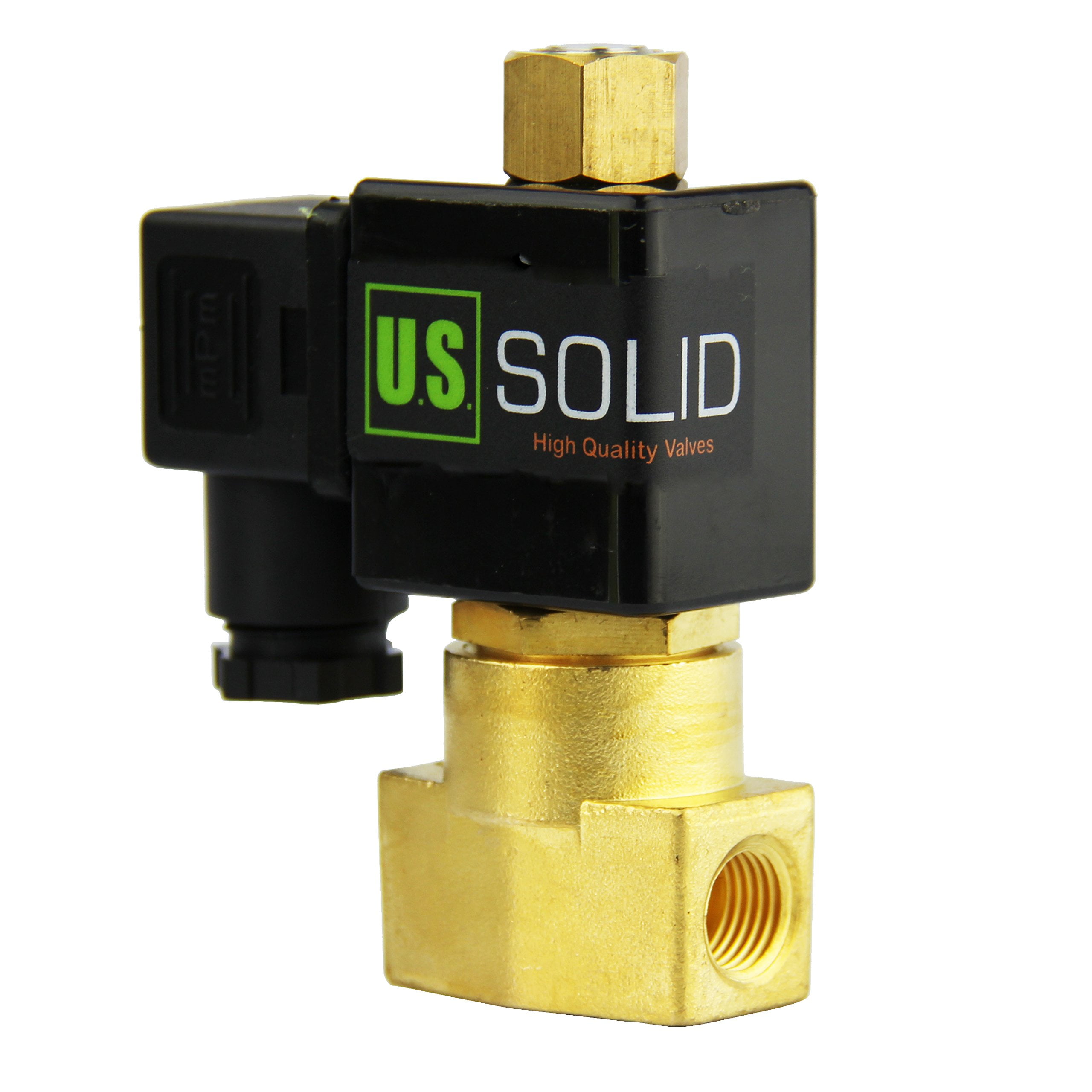 U.S. Solid Electric Solenoid Valve Direct Acting NBR Seal Normally Open DC 12V Brass 1/4 inch ...