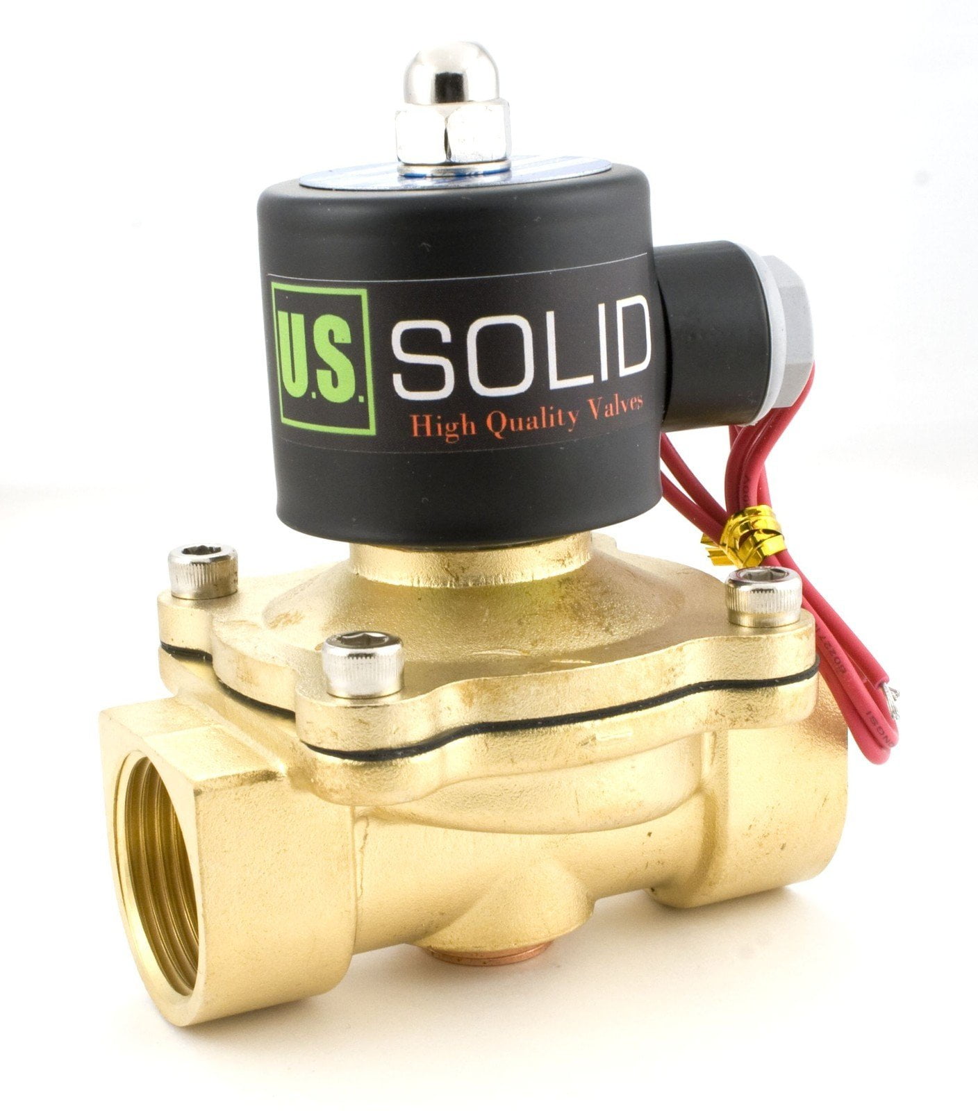 U.S. Solid 1" NPT Brass Electric Solenoid Valve AC 24V VITON Semi-Direct Normally Closed ...