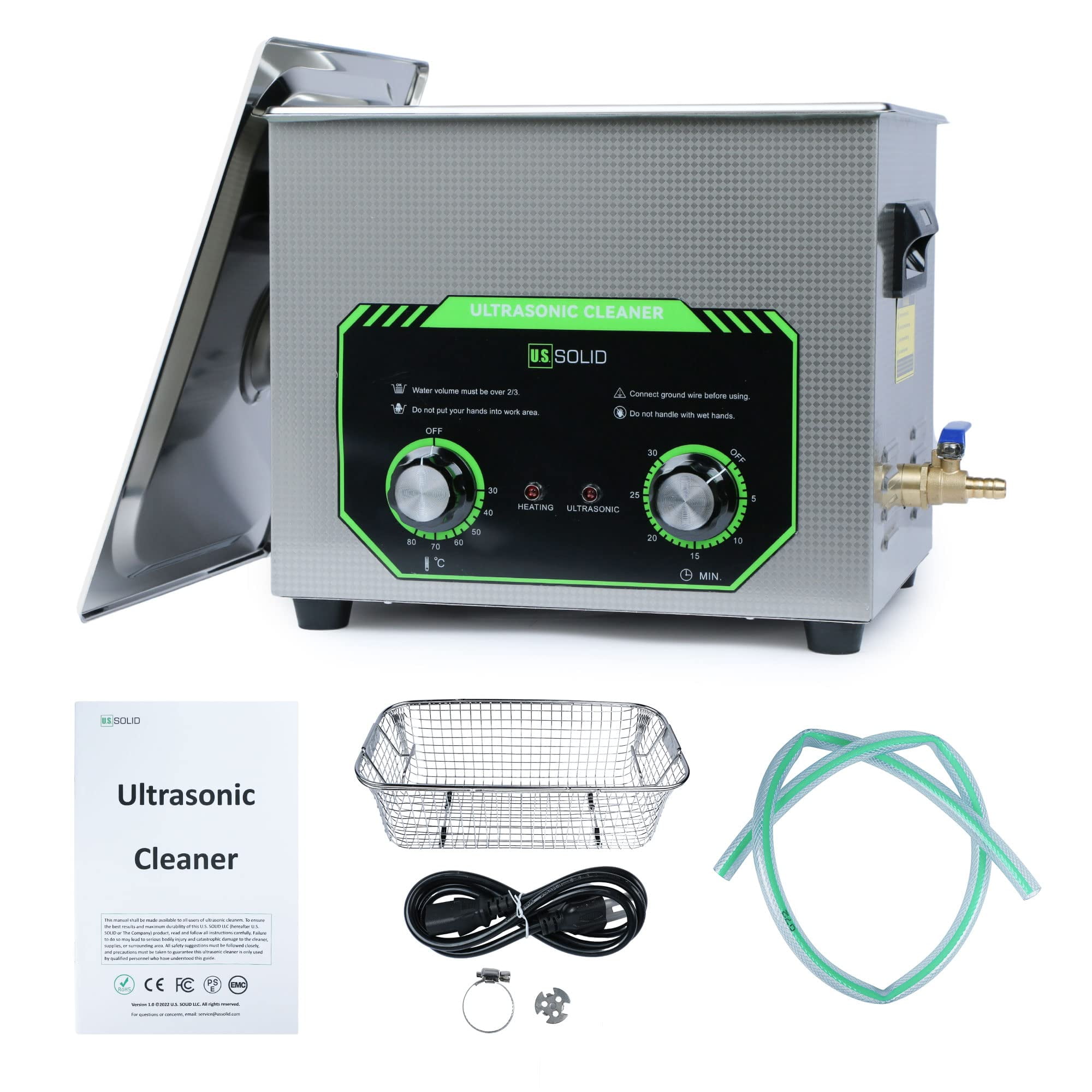 U.S. Solid 10L Mechanical Ultrasonic Cleaner 40 KHz Stainless Steel ...