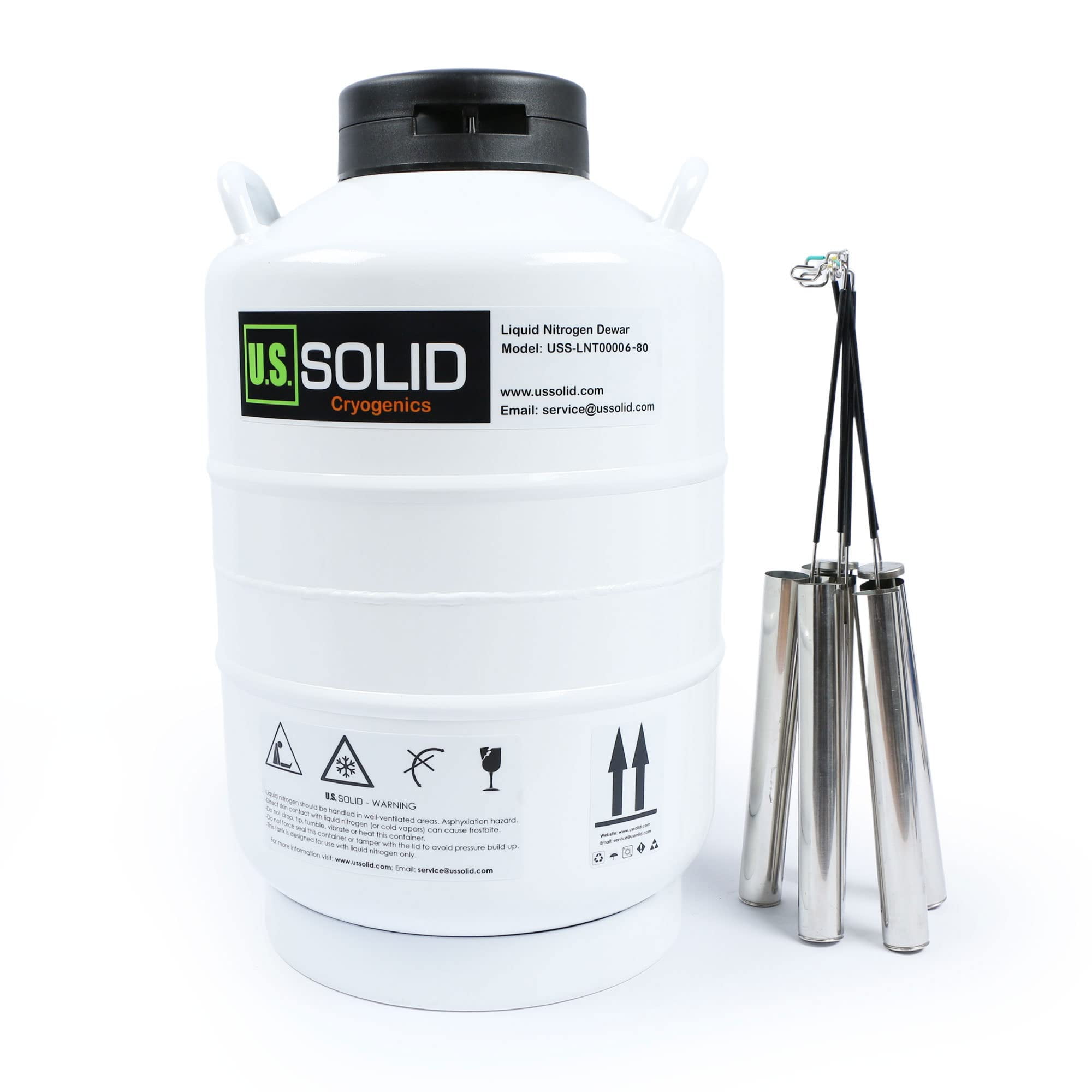 U.S. Solid 20L Cryogenic Container Liquid Nitrogen (LN2) Dewar Semen Tank 80mm Diameter ...