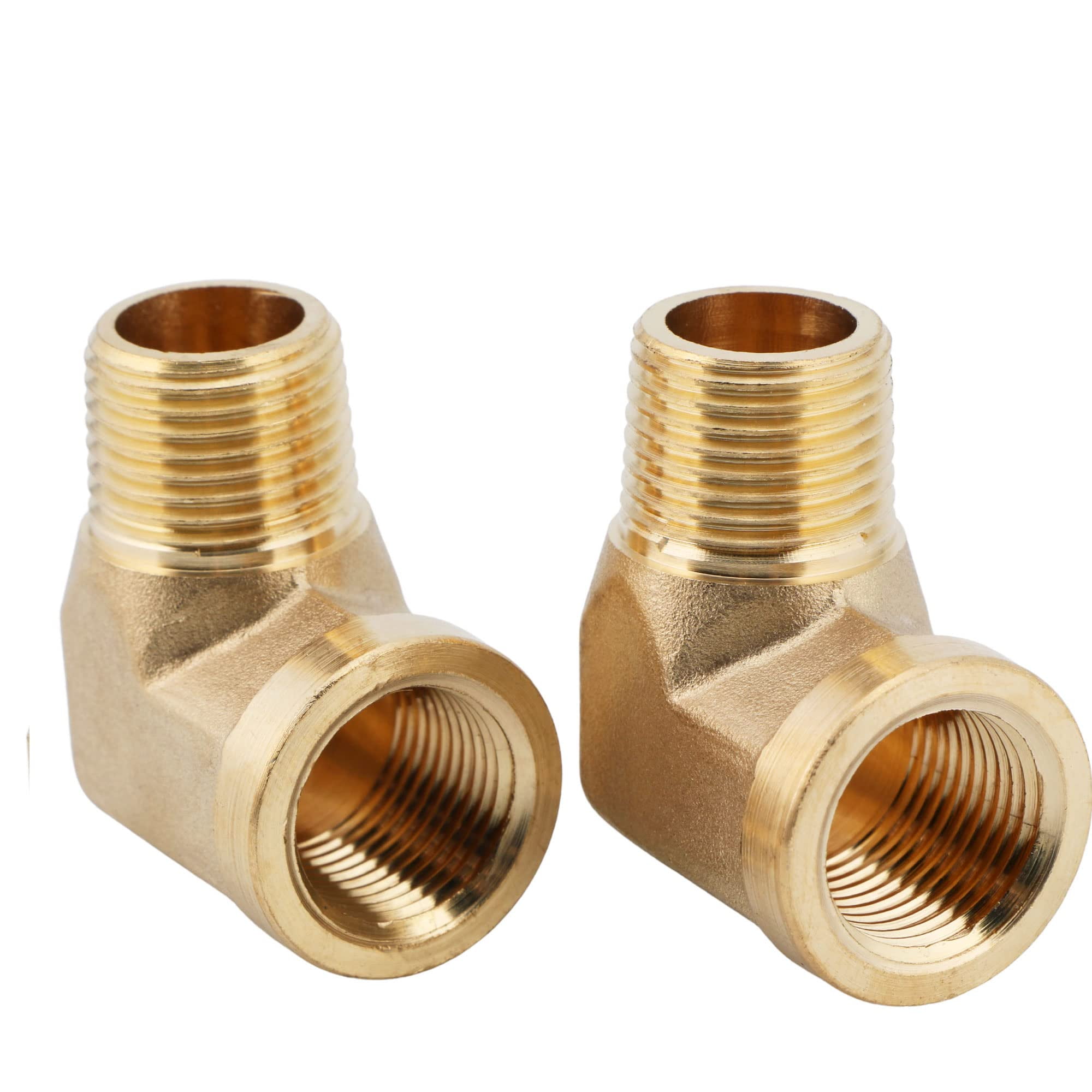 U.S. Solid 2pcs 150psi Brass Pipe Fittings 90 Degree Barstock Street Elbows 1/4" NPT Male To 1/4 ...