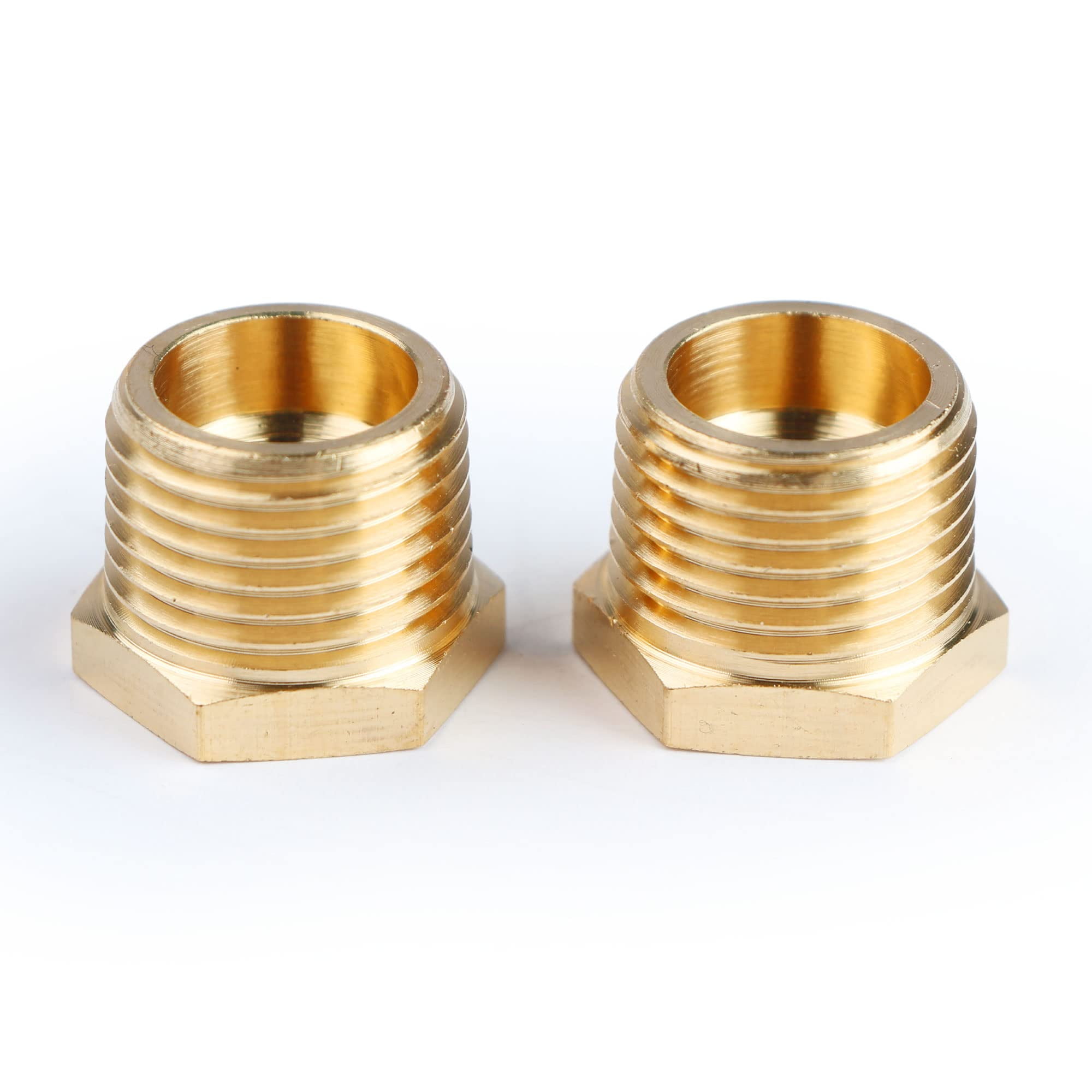 U.S. Solid 2pcs Brass Reducers Hex Bushings Pipe Fittings with 1/2in ...