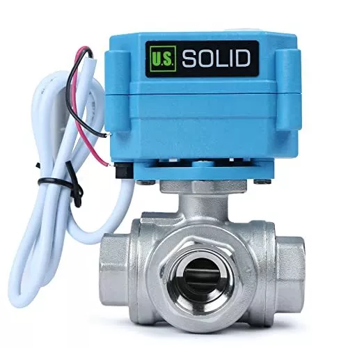 U.S. Solid 3/4" 3 Way Stainless Steel Motorized Ball Valve L Type AC ...