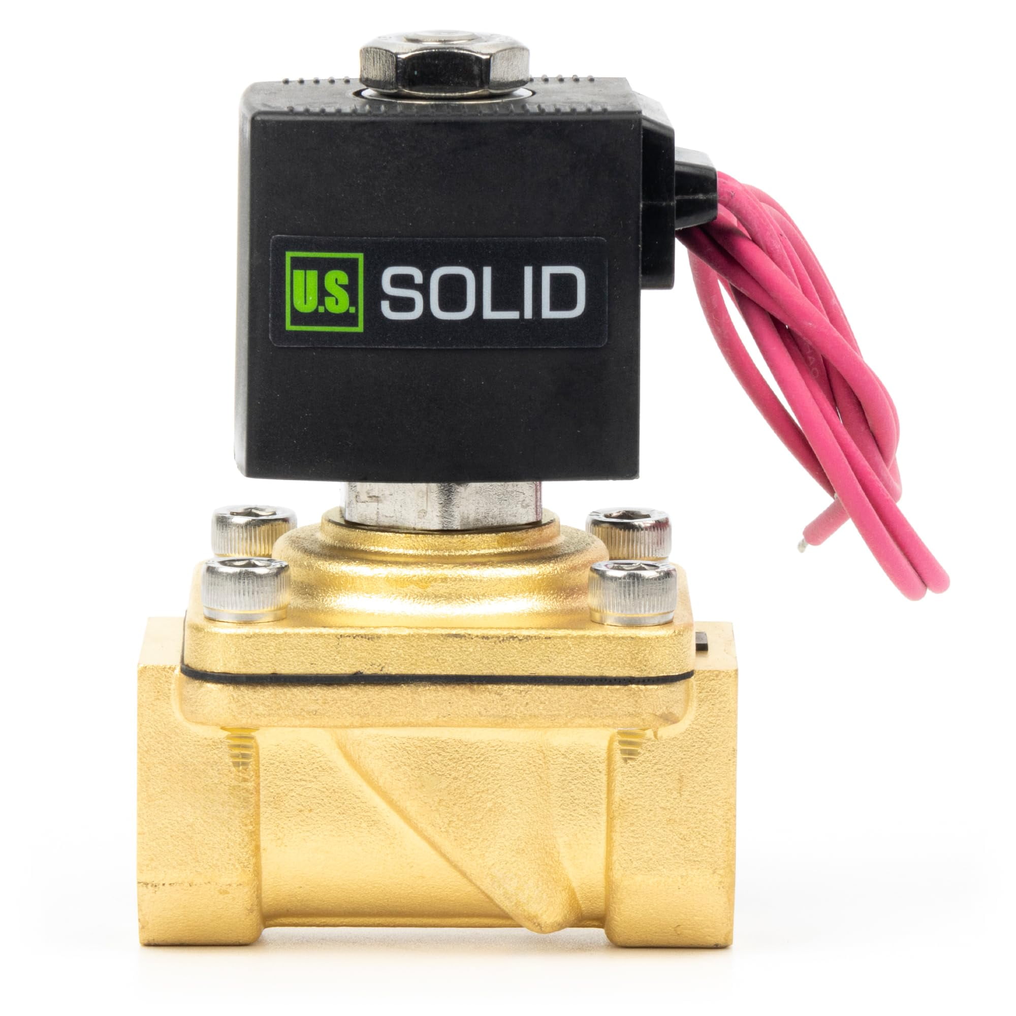 U.S. Solid 3/4" Brass Solenoid Valve - 110V AC Normally Closed Electric Solenoid Valve with ...