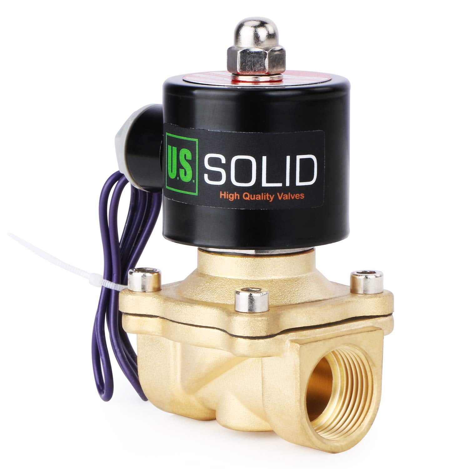 U.S. Solid Electric Solenoid Valve Semi-direct Lift VITON Seal Normally Closed DC 12V Brass 3/4 ...