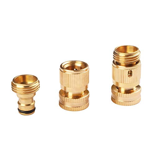U.S. Solid 3 Pack Garden Hose Quick Connector Set In Solid Brass Water ...