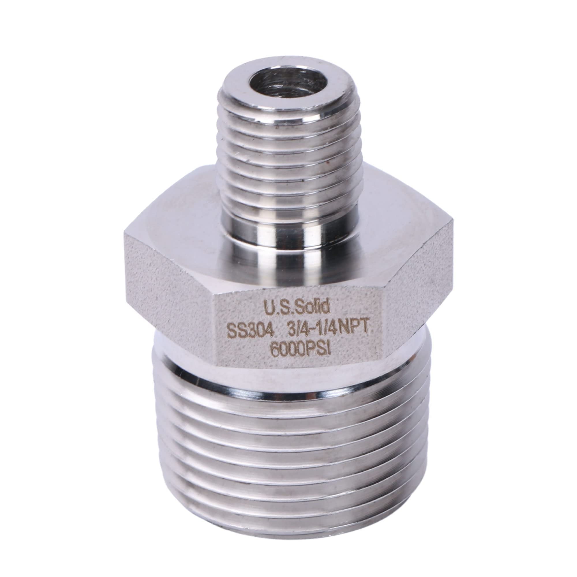 U.S. Solid 3/4 in MNPT x 1/4 in MNPT 304SS Pipe Fitting Reducing Hex ...