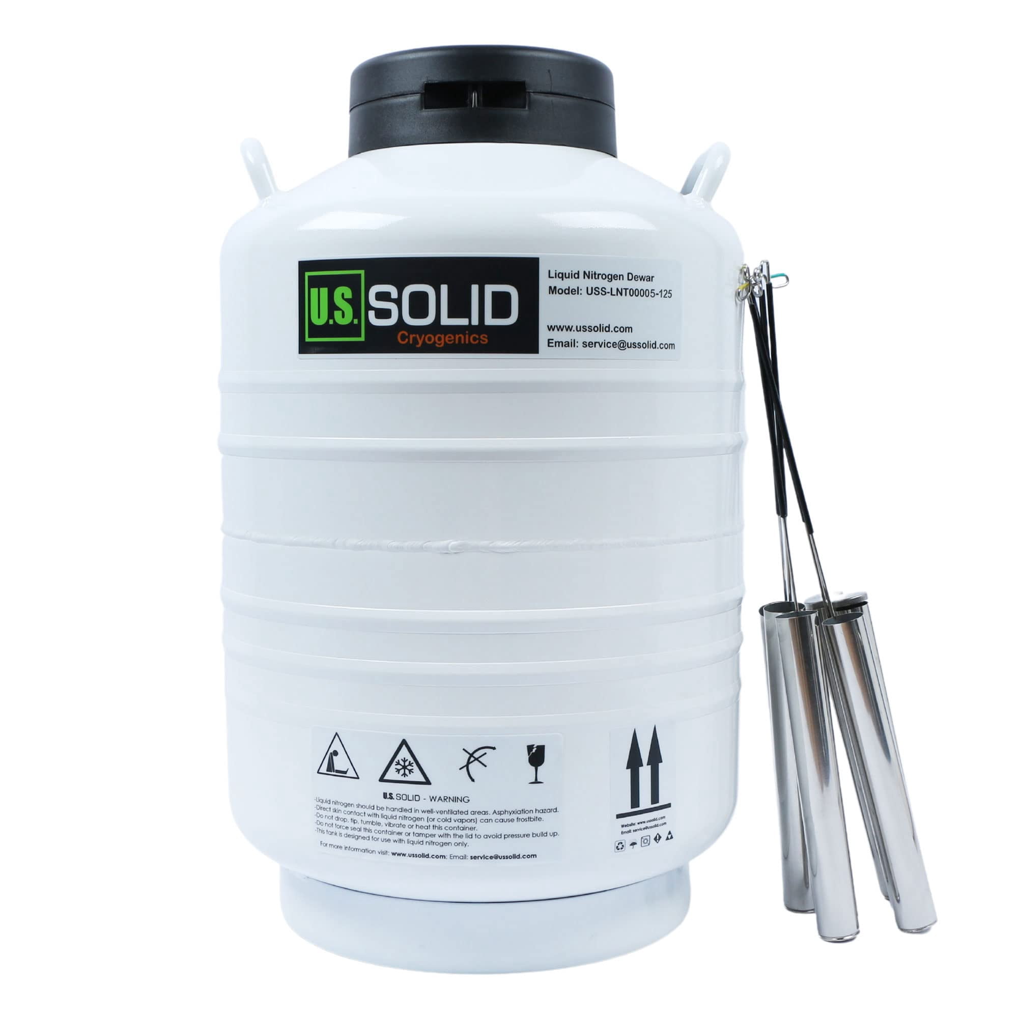 U.S. Solid 30L Cryogenic Container Liquid Nitrogen LN2 Tank Dewar 125mm ...