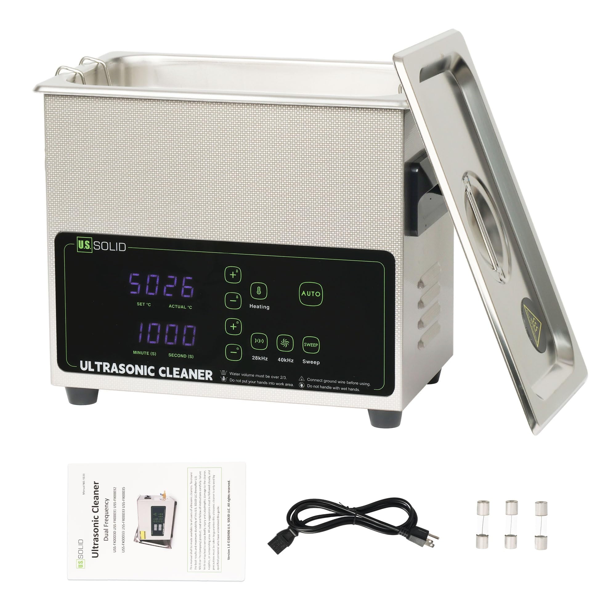 U.S. Solid 3L Ultrasonic Cleaner - 28/40kHz Dual-Frequency Digital ...