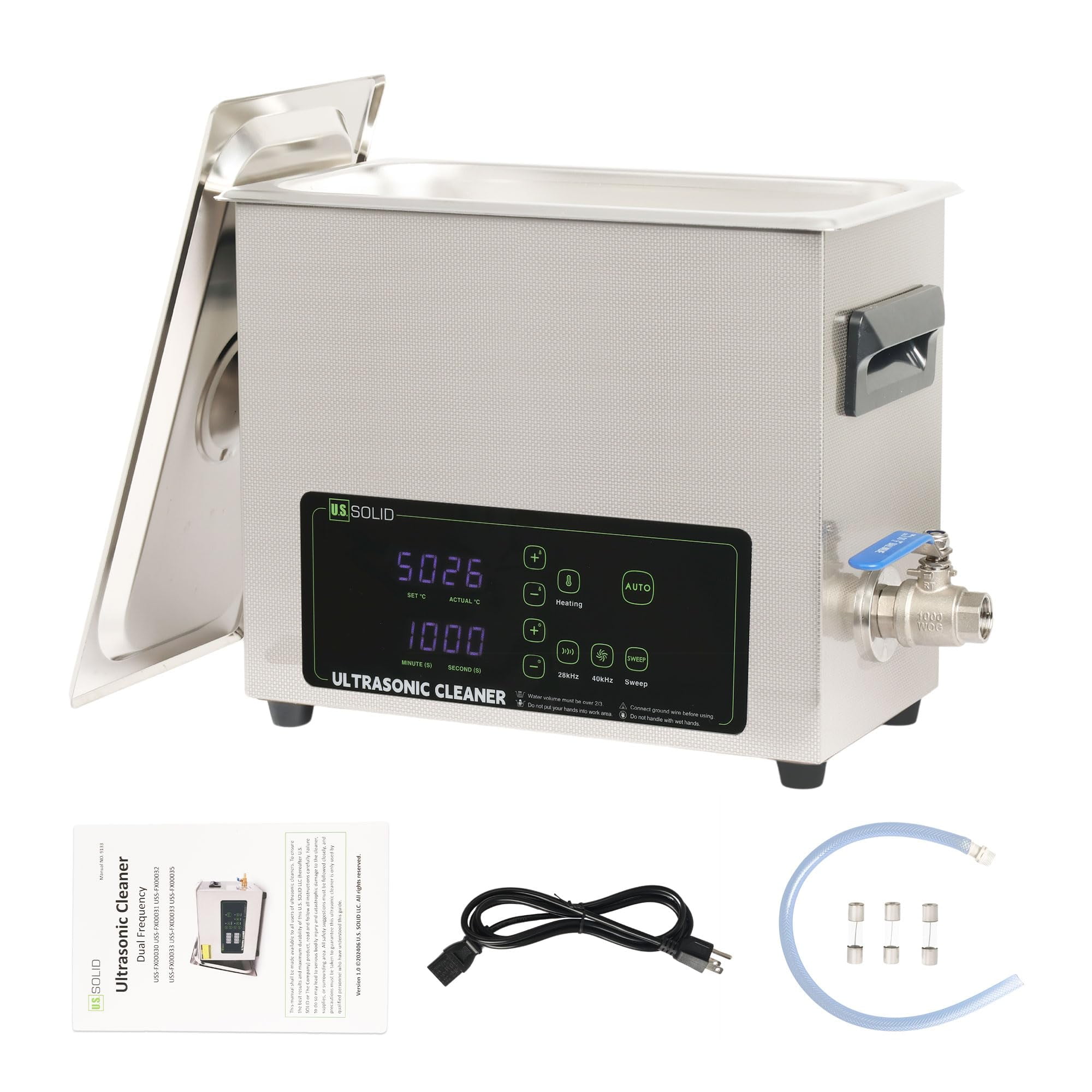 U.S. Solid 6L Ultrasonic Cleaner - 28/40kHz Dual-Frequency Digital ...