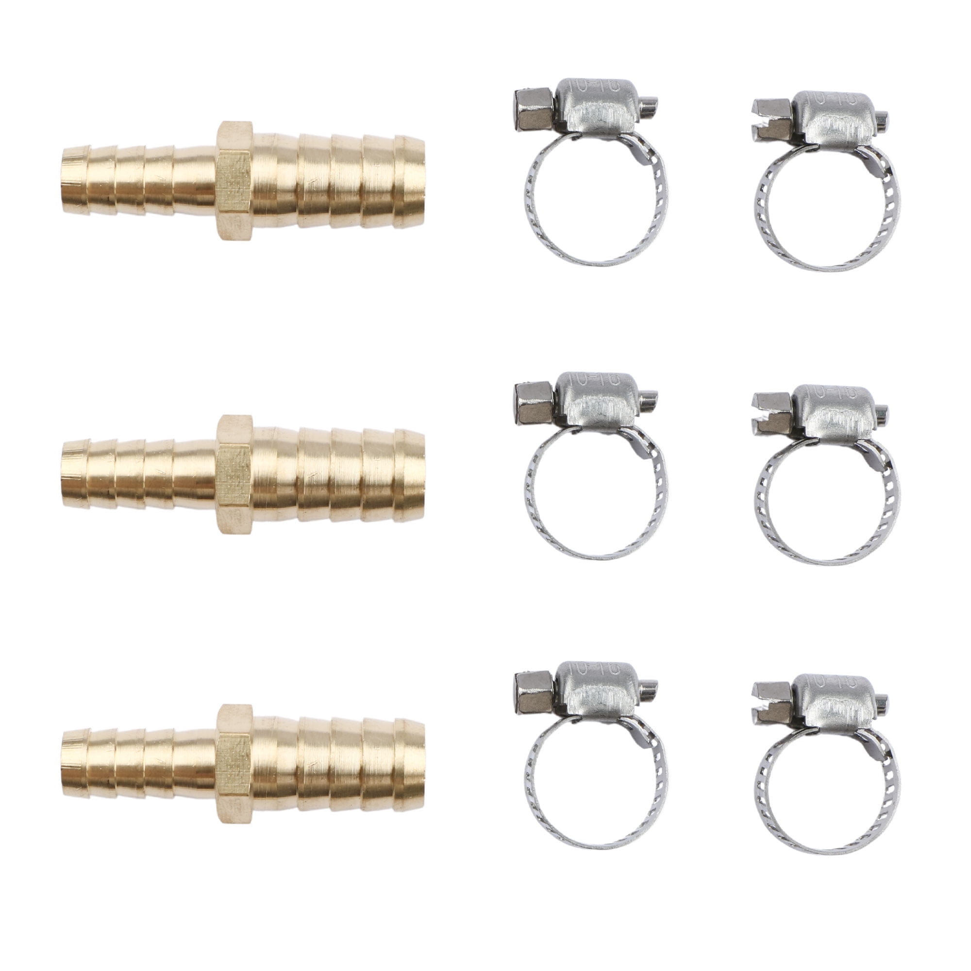U.S. Solid Brass Hose Barb Reducer Barb Fitting Kits With 6 Clamps Pack ...
