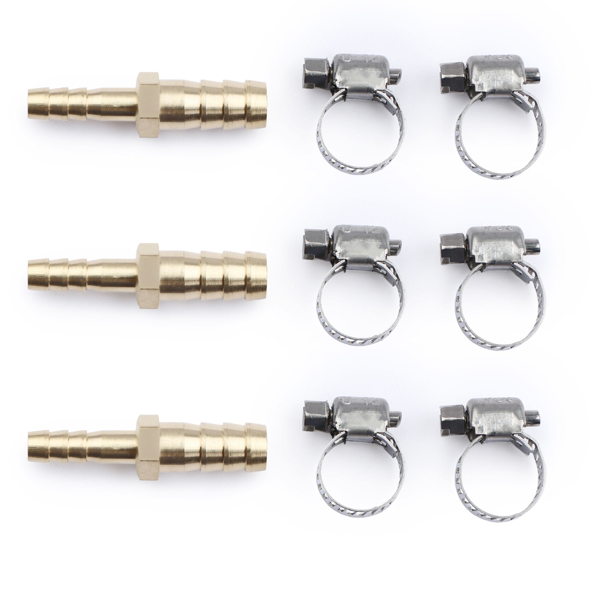 U.S. Solid 3pcs Brass Hose Barb Reducer Fitting Kits with 6 Clamps, 3 ...