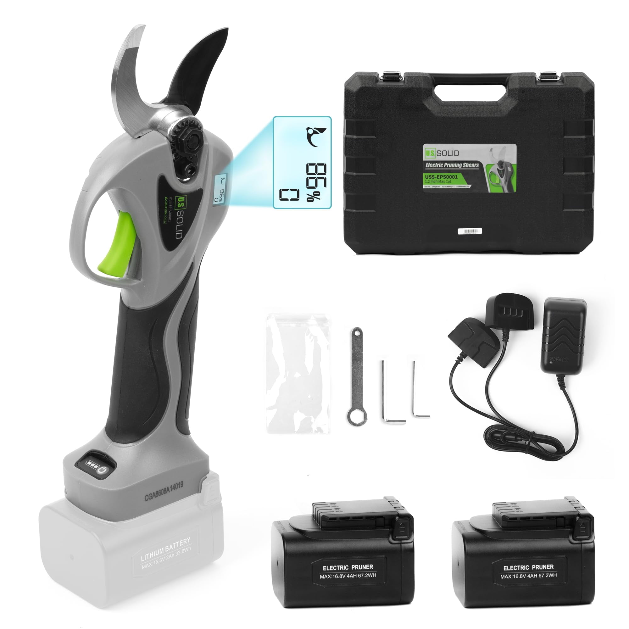 U.S. Solid Cordless Electric Pruning Shear Max. 1.2 inch (32 mm) Cut ...