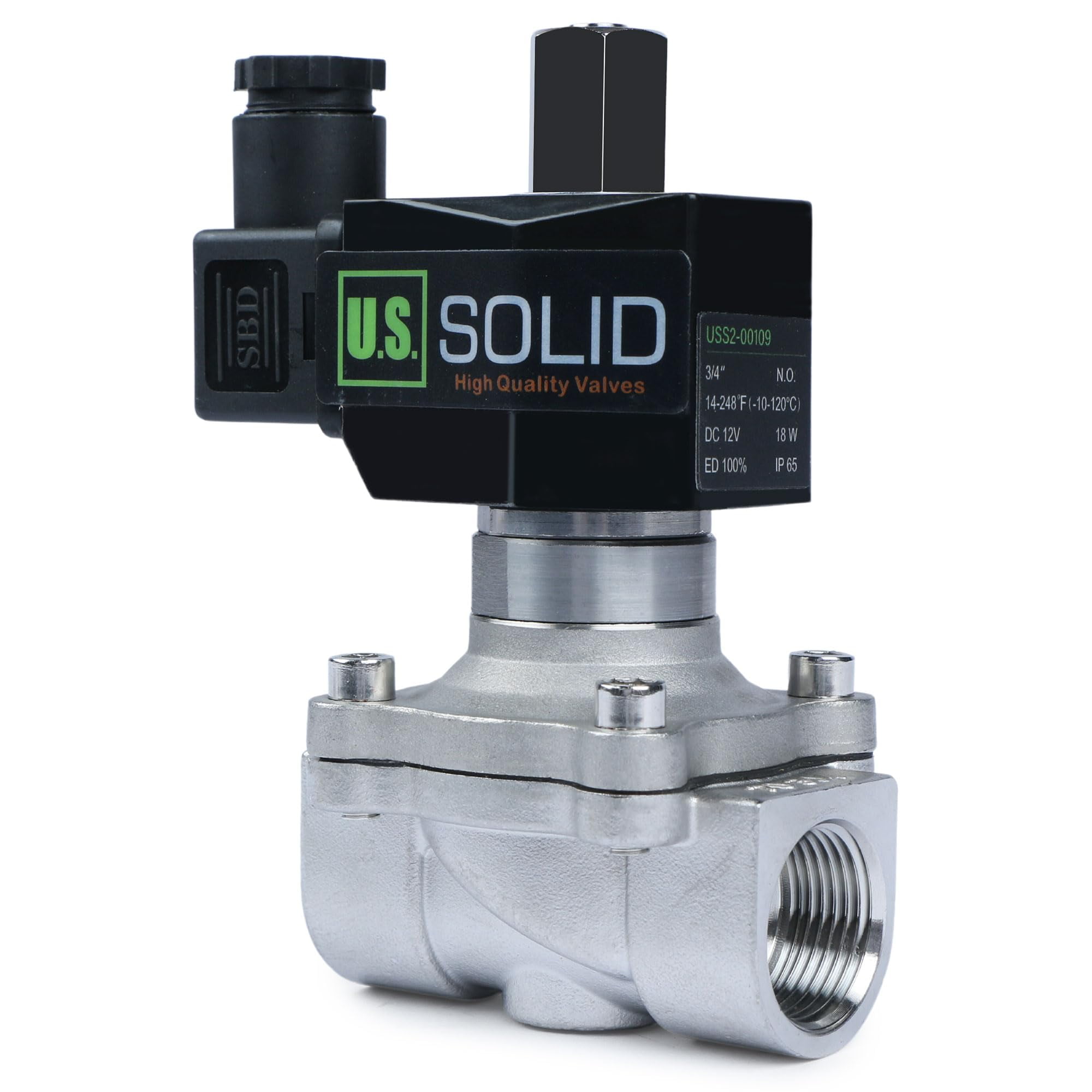 U.S. Solid Electric Solenoid Valve 3/4 inch Stainless Steel 12V DC - Walmart.com