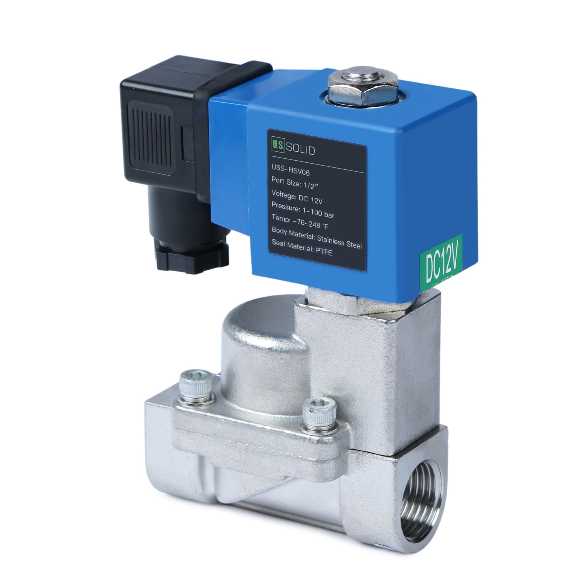 U.S. Solid High Pressure Electric Solenoid Valve 20-100 bar DC 12V ...