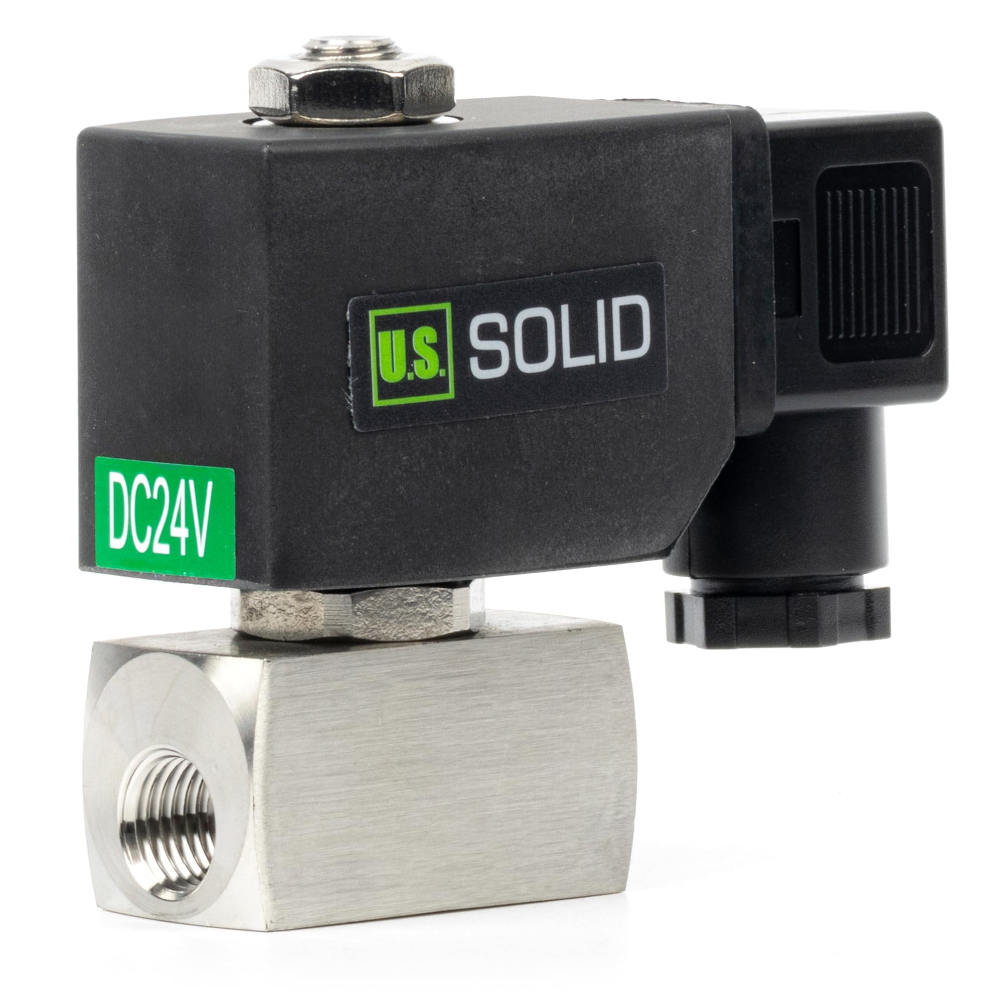 U.S. Solid High Pressure Solenoid Valve - 1/4 Inch 60 bar Stainless Steel 24V DC - Walmart.com