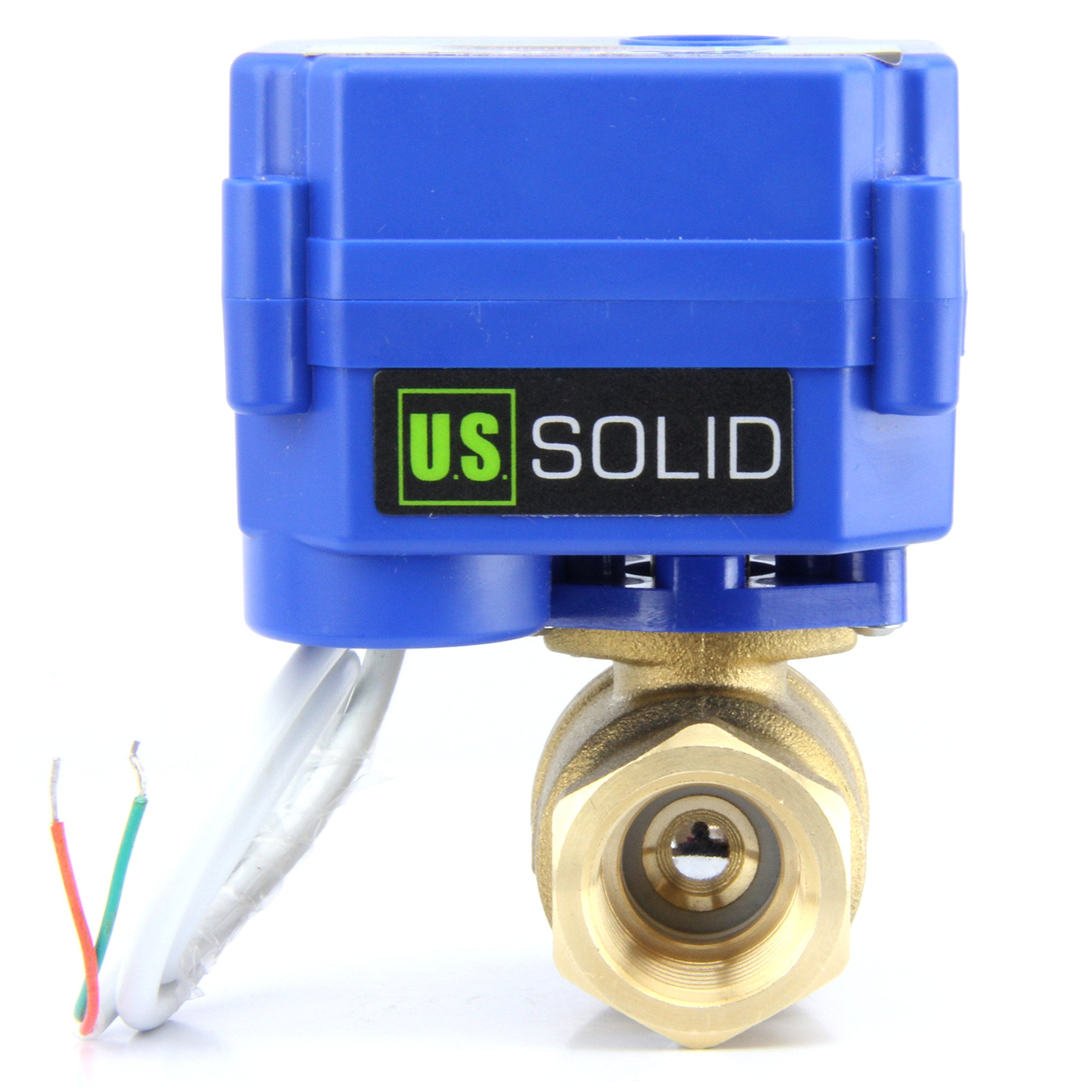 U.S. Solid Motorized Ball Valve, 1/2 inch Brass 9-24V AC/DC 2-Wire Auto ...