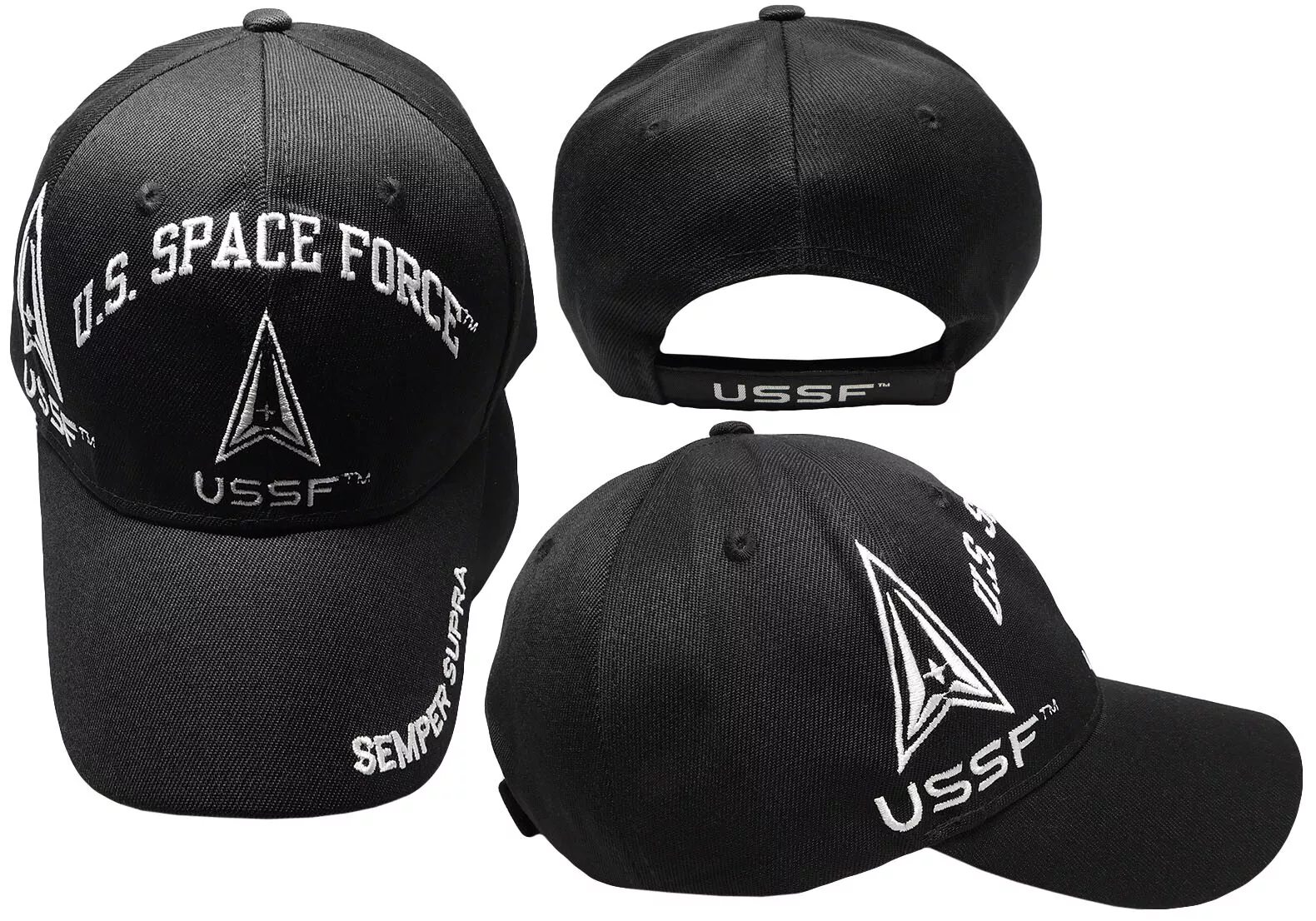 U.S. Space Force USSF Semper Supra Black With White Shadow Embroidered ...