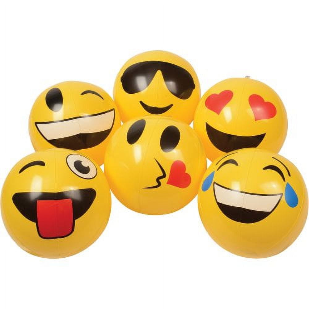 12 Pack Emoticon Assorted Inflate Balls 8-9" diam. Plastic Inflatable ...