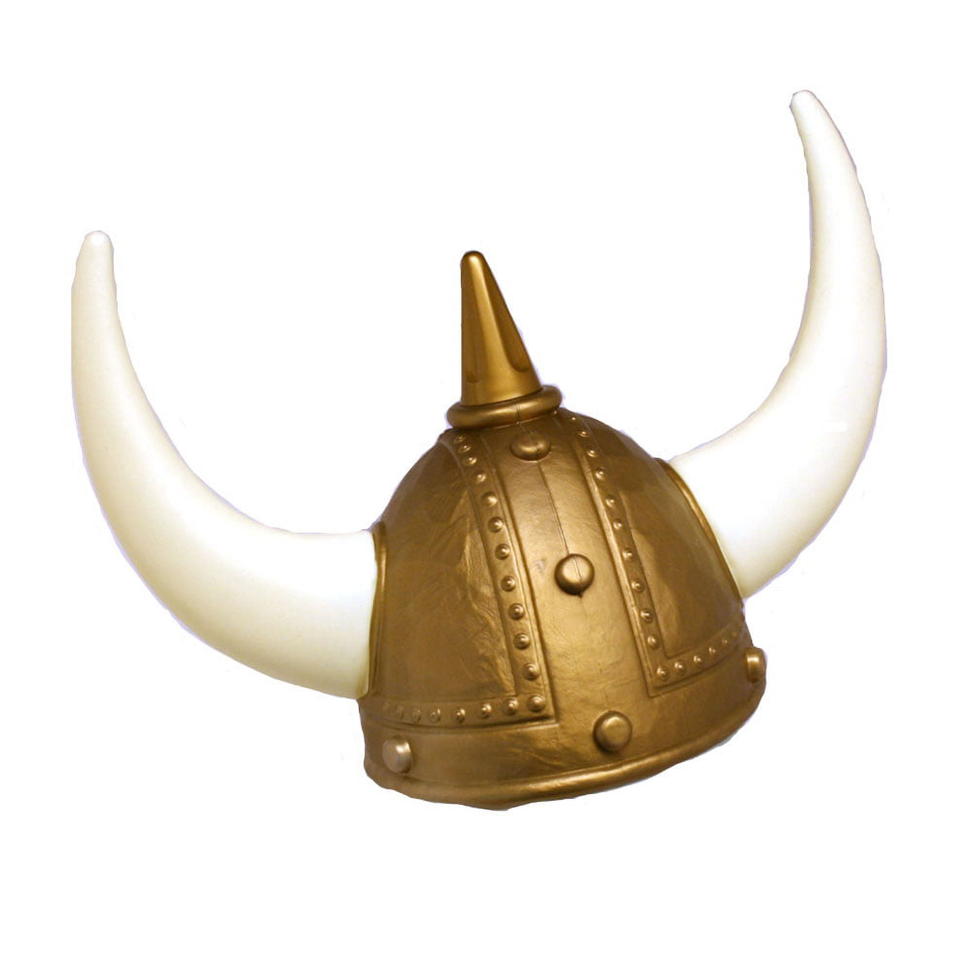 Classic Viking Horn Helmet Halloween Costume Hat, Gold White, Adult ...