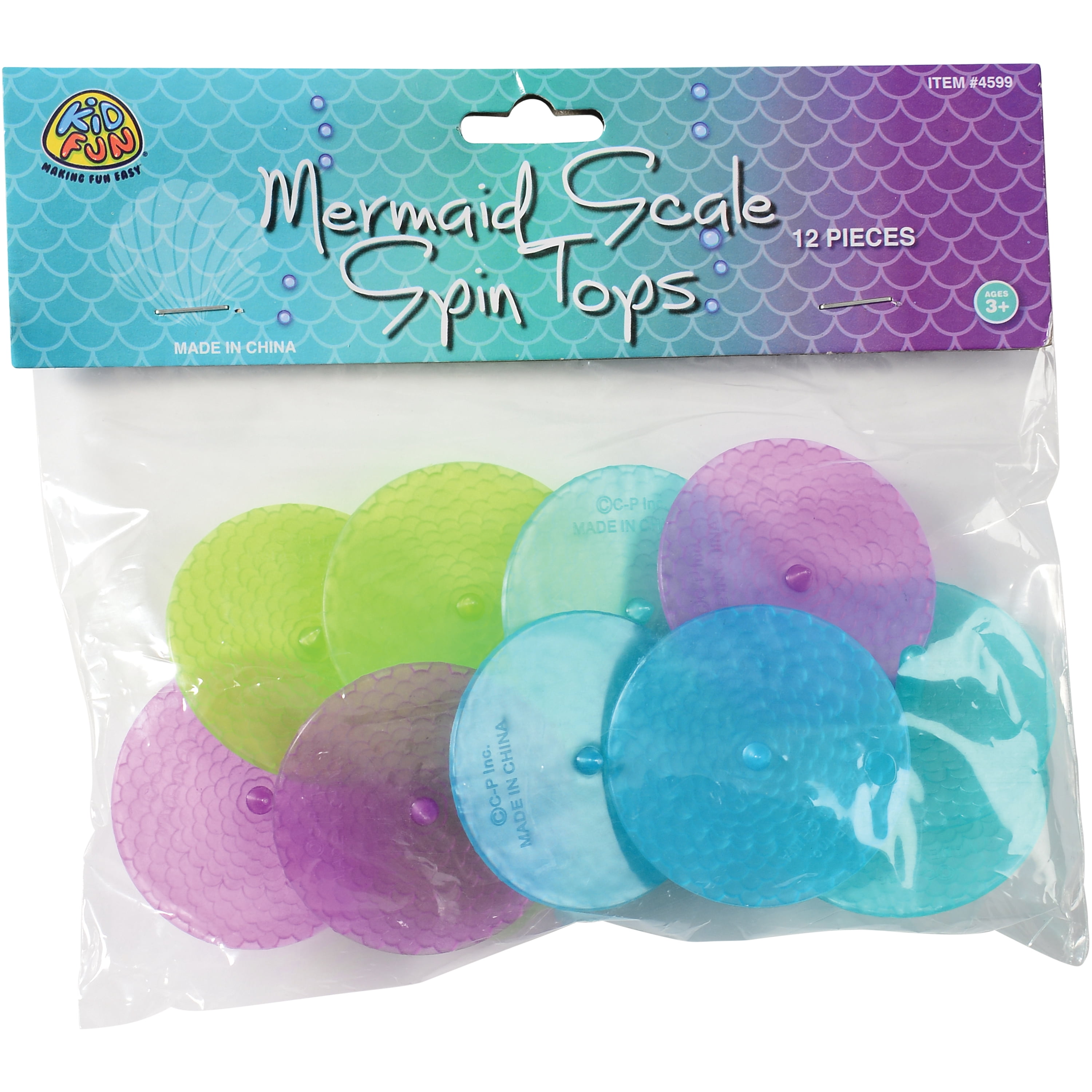 U. S. Toy Mermaid Scale Spinning Tops Toys 2'' Party Favors, 12 CT ...