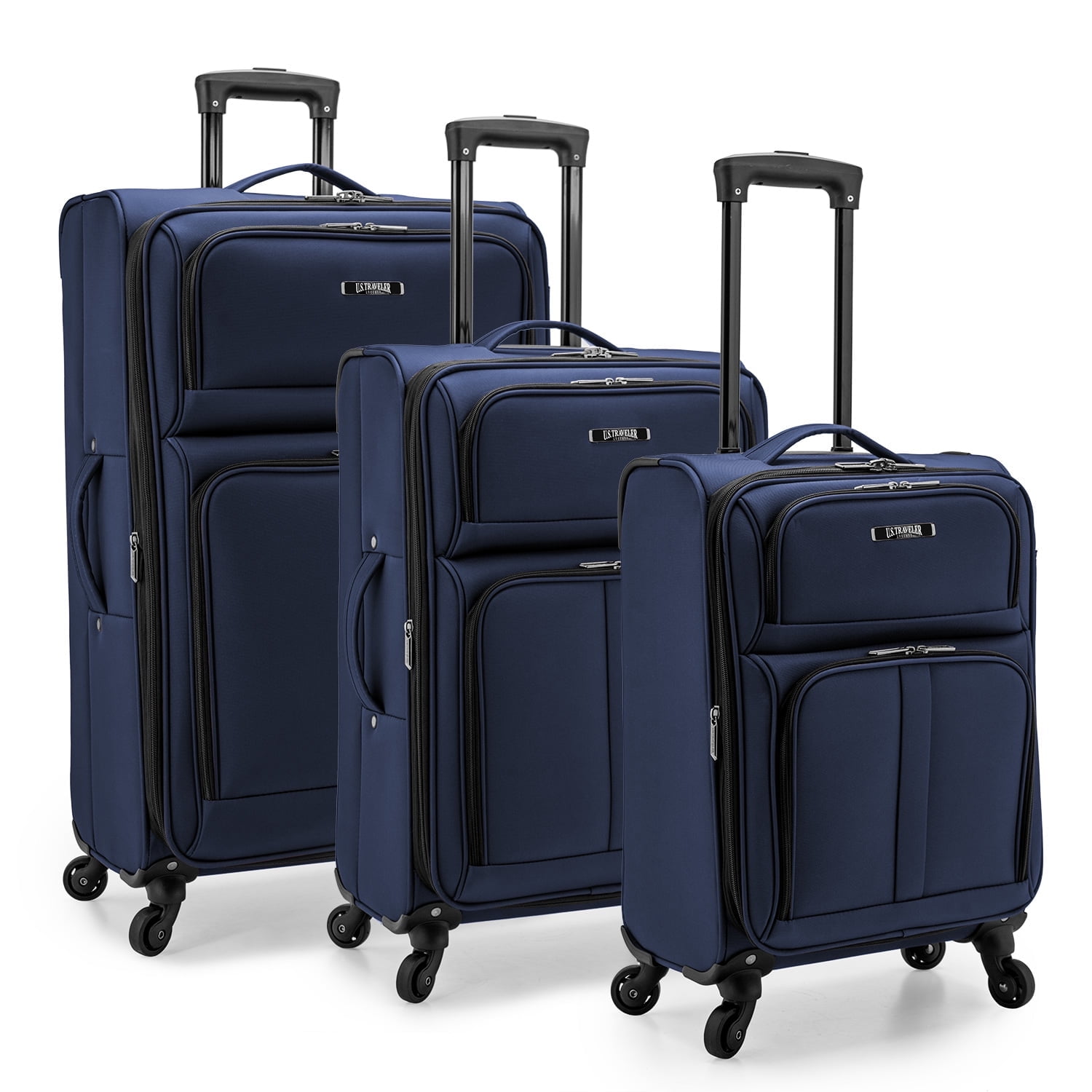 U.S. Traveler Anzio Softside Expandable Spinner Luggage Set, Navy, 3 ...