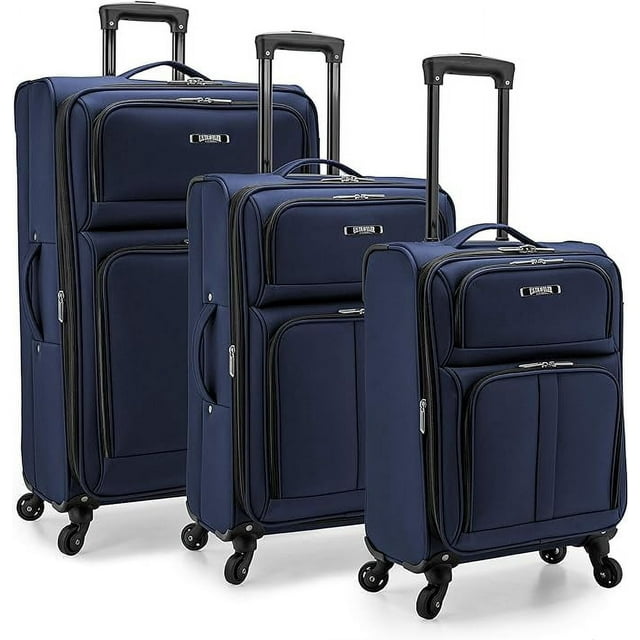 U.S. Traveler Anzio Softside Expandable Spinner Luggage, Navy, 3-Piece ...