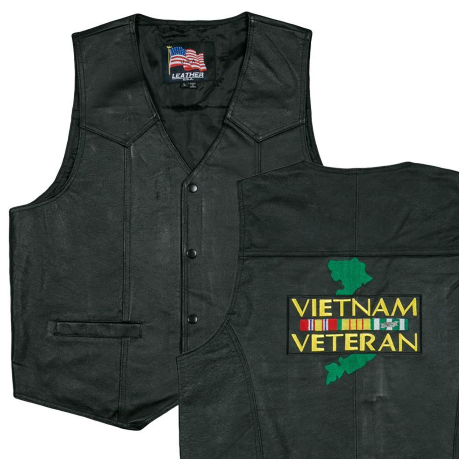 U.S. Vietnam Veteran Leather Vest - Walmart.com