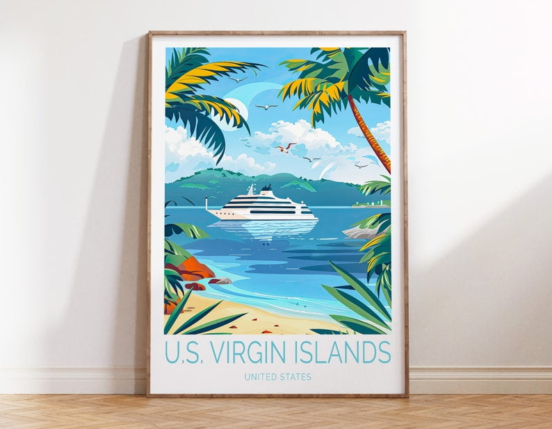U.S. Virgin Islands Poster – Coastal Wall Art, Travel Decor, Gift ...