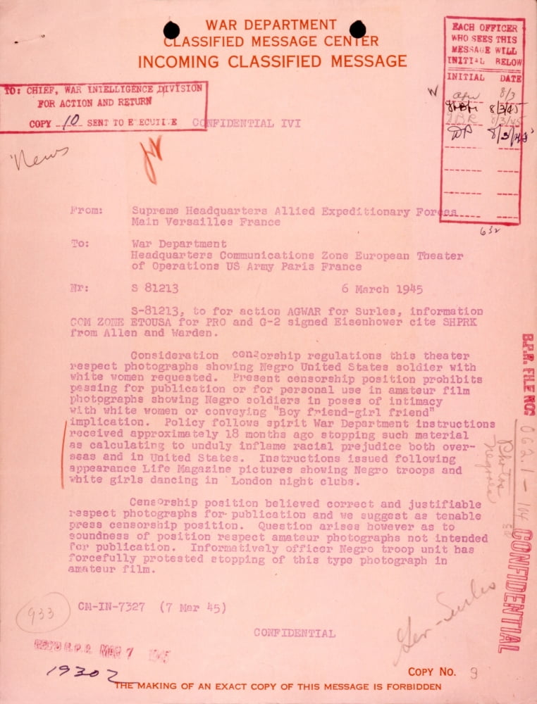 U.S. War Department Classified Message Defining Censorship Of Images Of ...