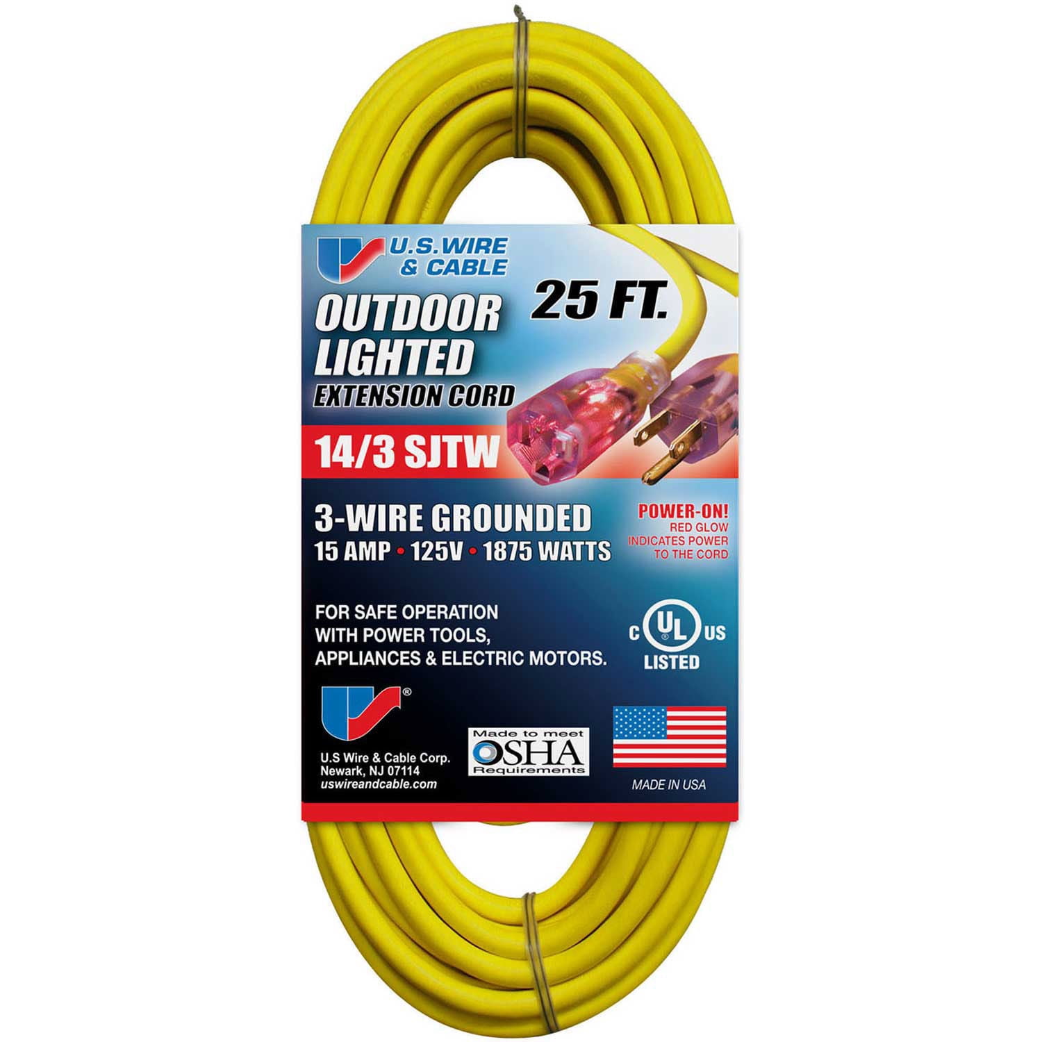 U.S. Wire And Cable 73025 25 ft. Three Conductor Yellow Temp-Flex ...