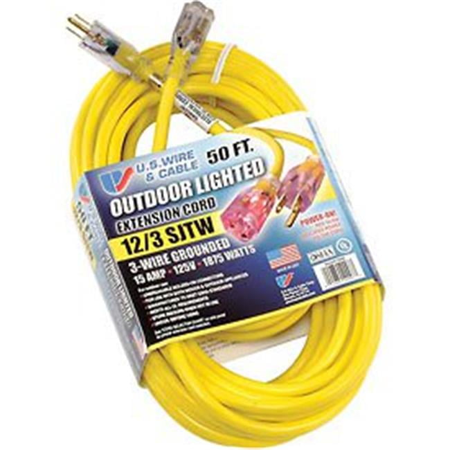 U.S. Wire and Cable Corp. Yellow SJTW 15A Lighted Cord Set - Walmart.com