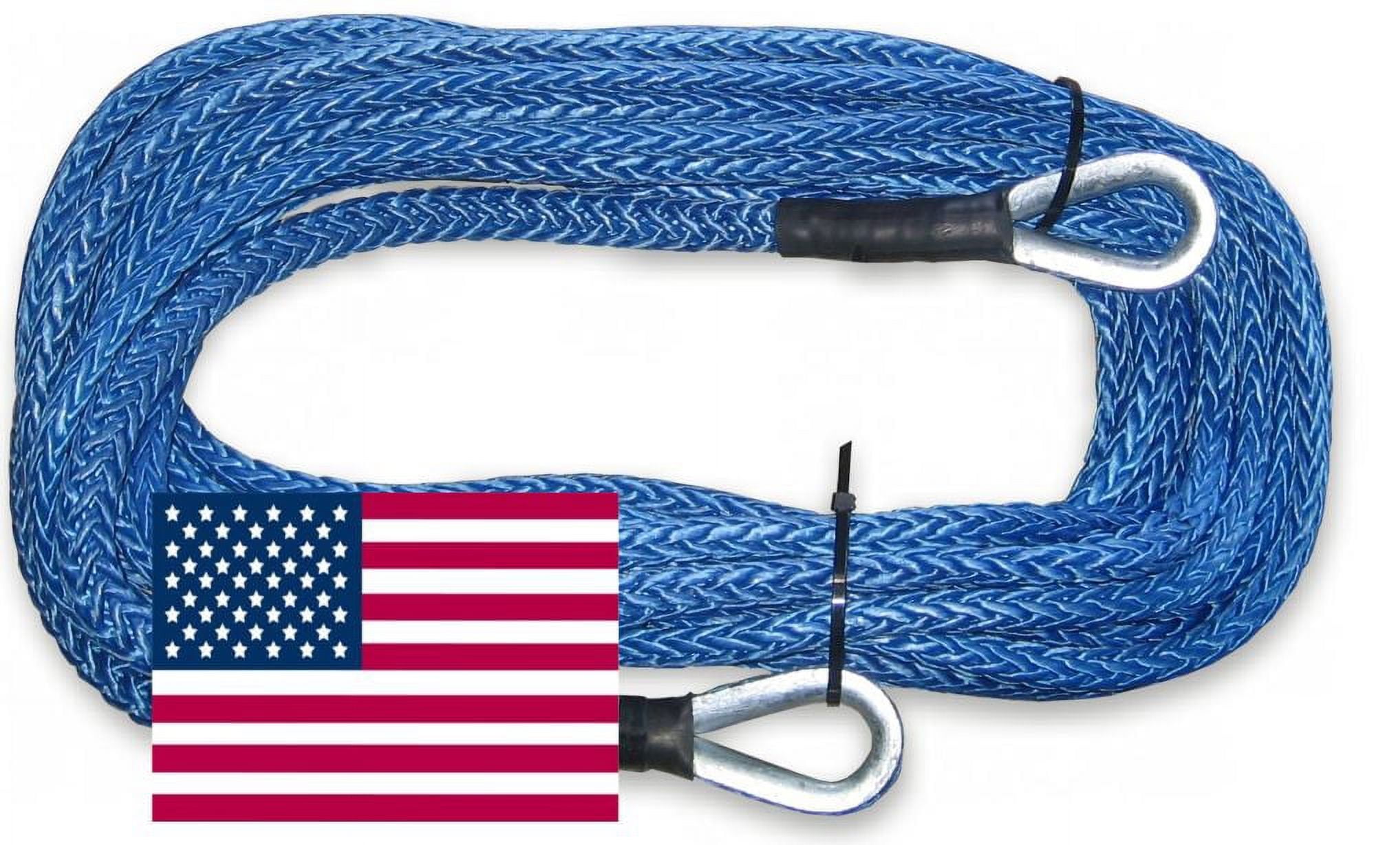 U.S. made 1/2 inch x 50 ft. SYNTHETIC WINCH ROPE EXTENSION - 35,000 lbs ...