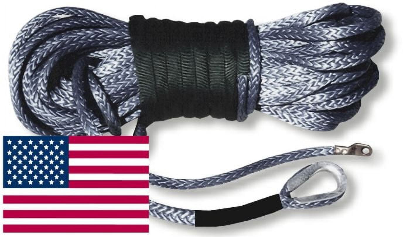 U.S. made AMSTEEL BLUE WINCH ROPE 3/8 inch x 100 ft Black (19,600lb ...
