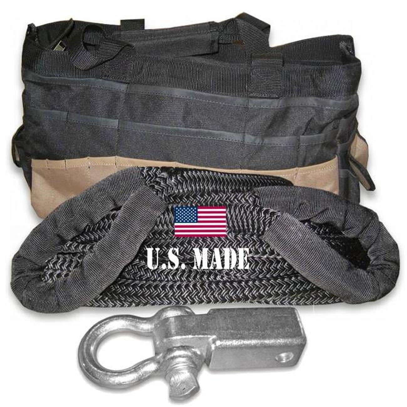 U.S. made KINETIC Snatch Rope MILITARY-GRADE (BLACK) - 1 inch X 30 ft ...
