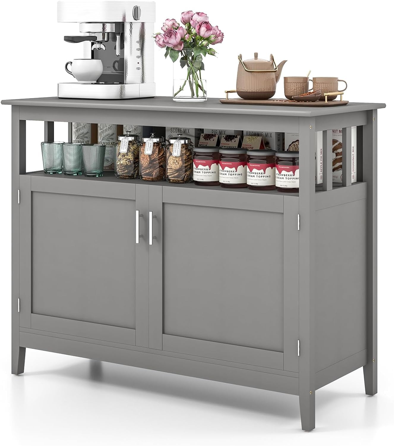 U-SHARE Buffet Cabinet with Storage, Freestanding Kitchen Cabinet with ...
