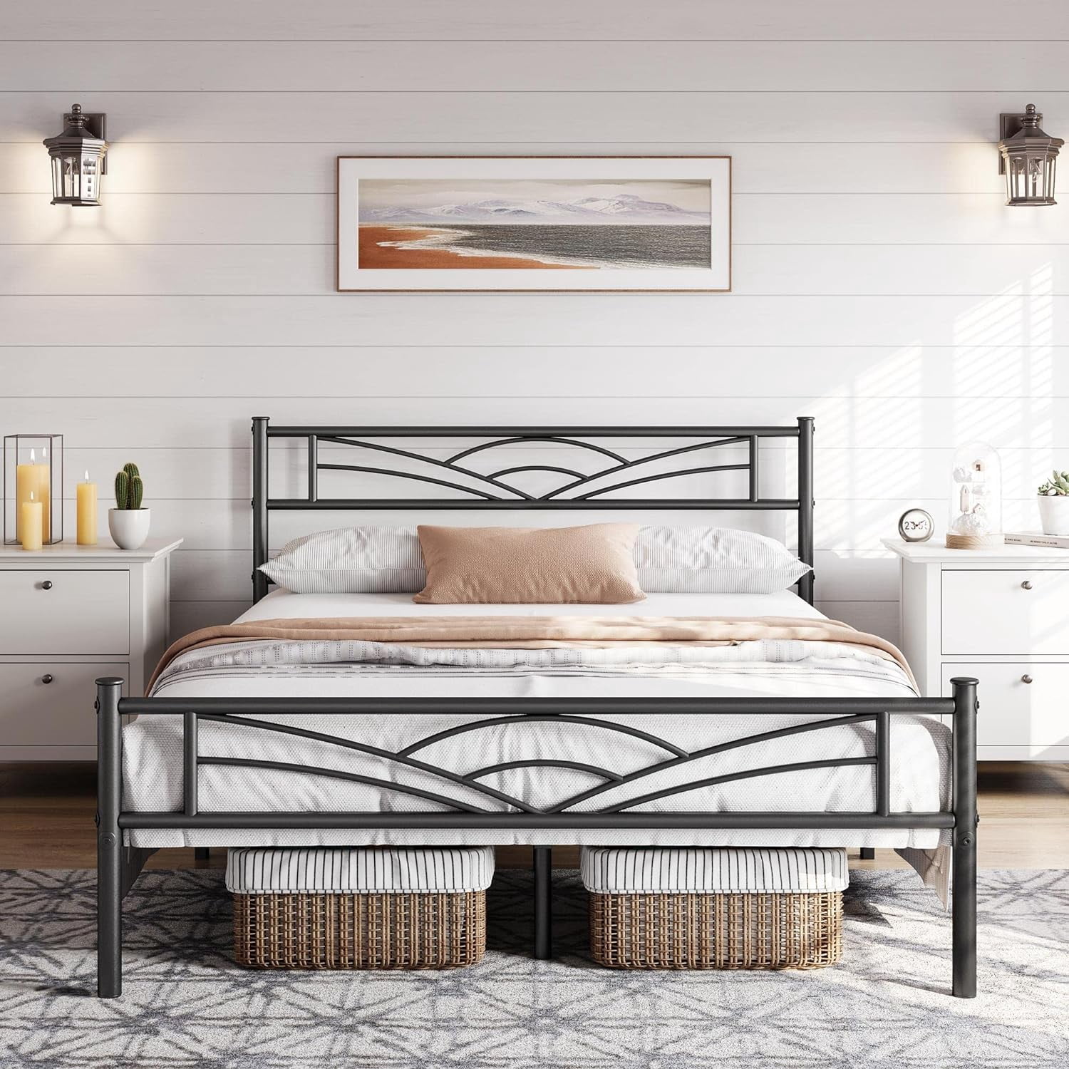 U-SHARE Full Size Bed Frames Metal Platform Bed Mattress Foundation ...