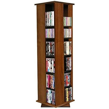 Pemberly Row 53" 2-Sided CD DVD Media Spinning Storage Tower in Black ...