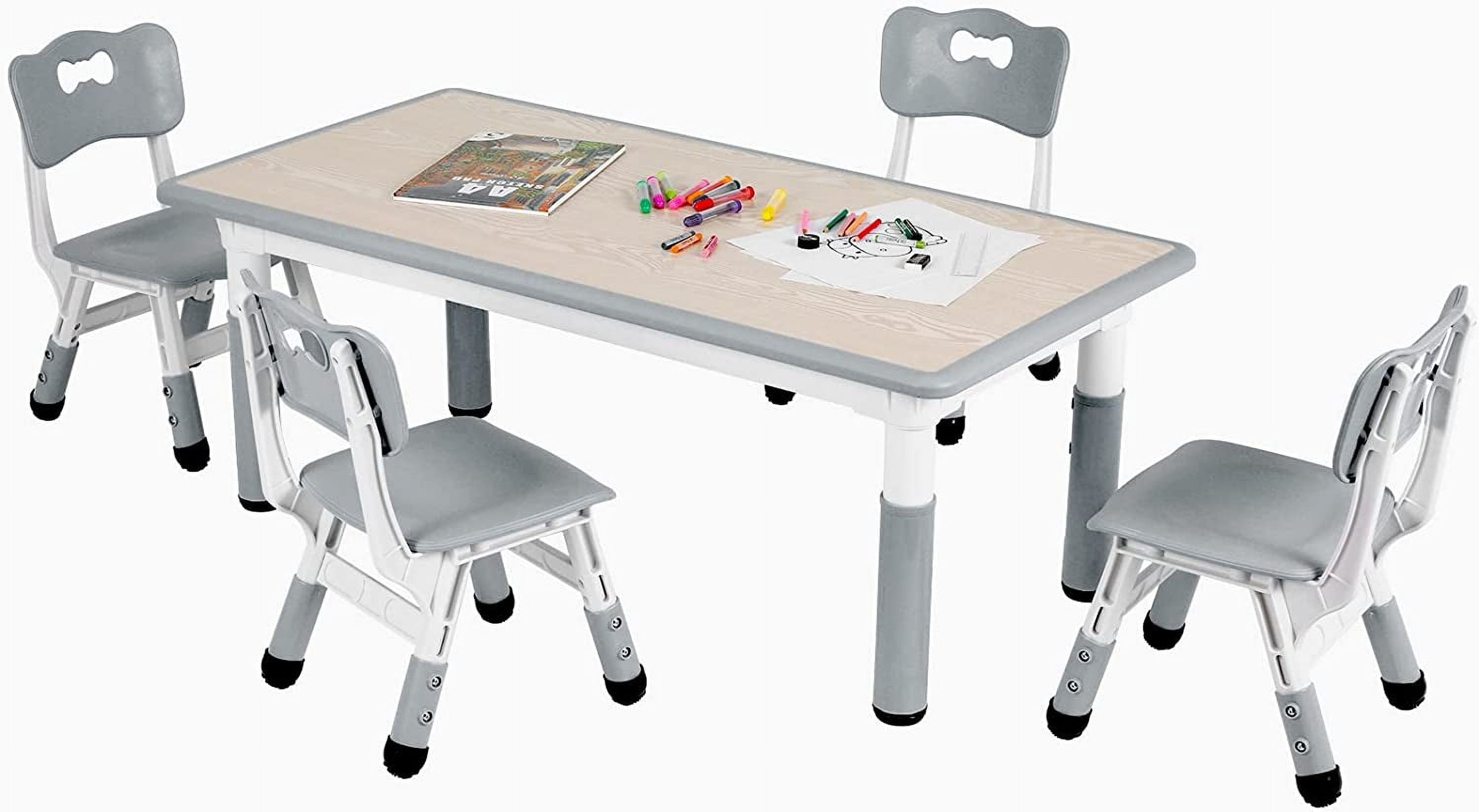 U-SHARE Toddler Table and Chair Set Height Adjustable, Kids Activity ...