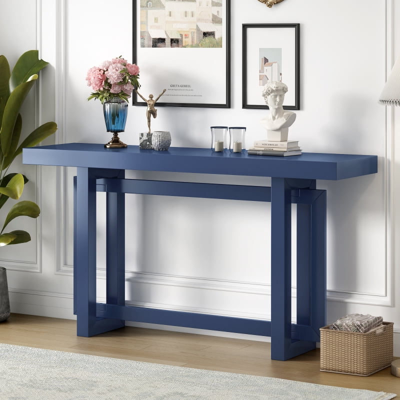 U_STYLE Contemporary Console Table with Wood Top, Extra Long Entryway ...