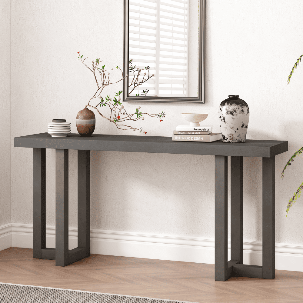U_STYLE Geometric Console Table, Made with Solid Pine Legs & MDF+Pine ...