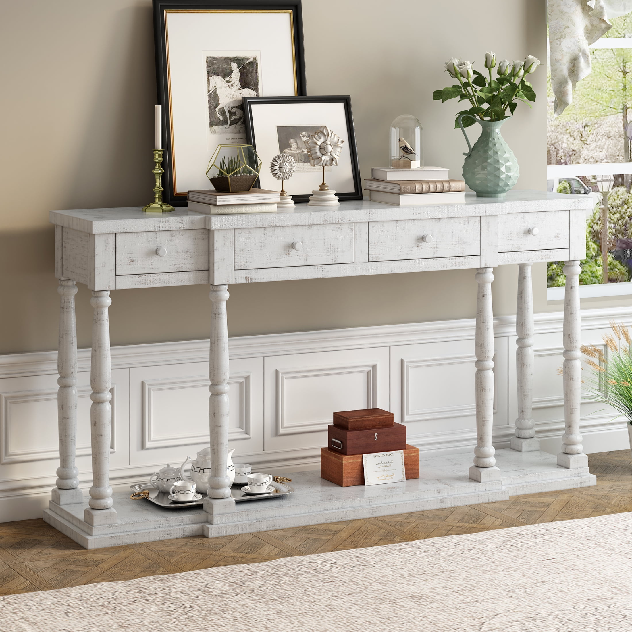U_STYLE Retro Senior Console Table for Hallway Living Room Bedroom with ...